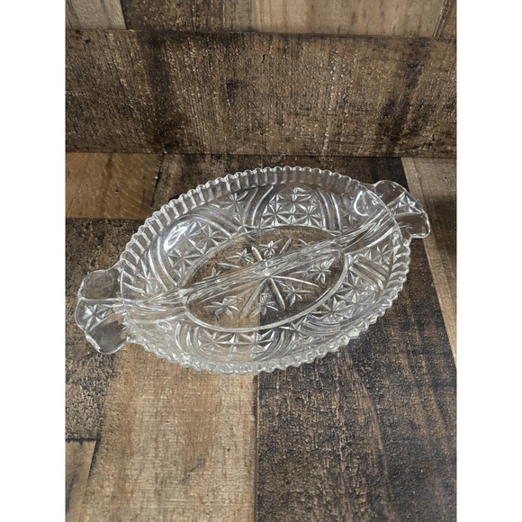 Anchor Hocking | Dining | Vtg 95s Clear Pressed Glass Divided Relish ...